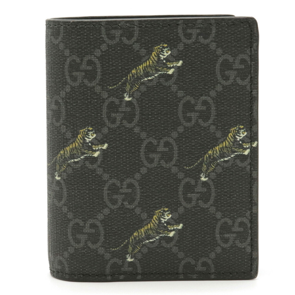 Gucci Gg Supreme Tiger Print Bifold Wallet Leather Bl… - Gem